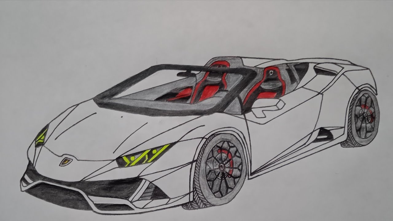 How to draw lamborghini sketch. how to draw a dream car of legends ...