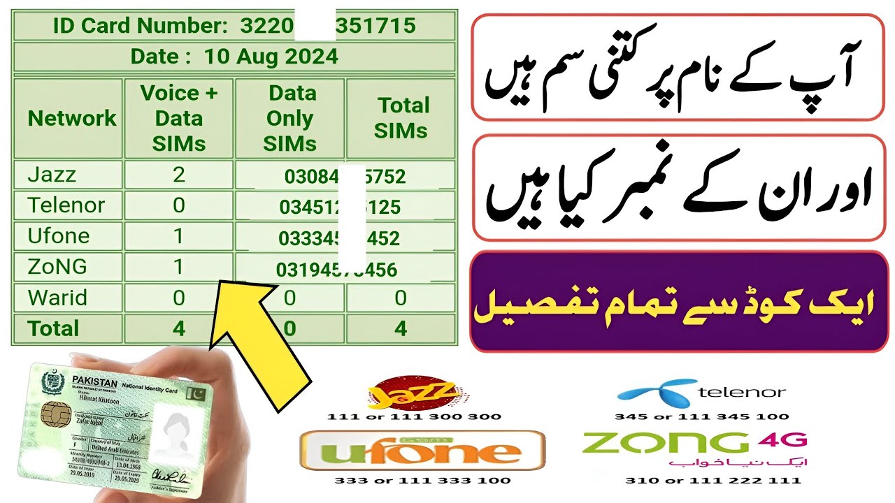 How to check all sim number on my CNIC Number 2025 | CNIC Detail check ...