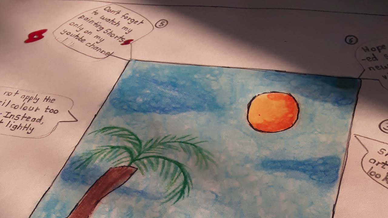 Pencil Colour tips for beginners | Beachside view art | blending ...