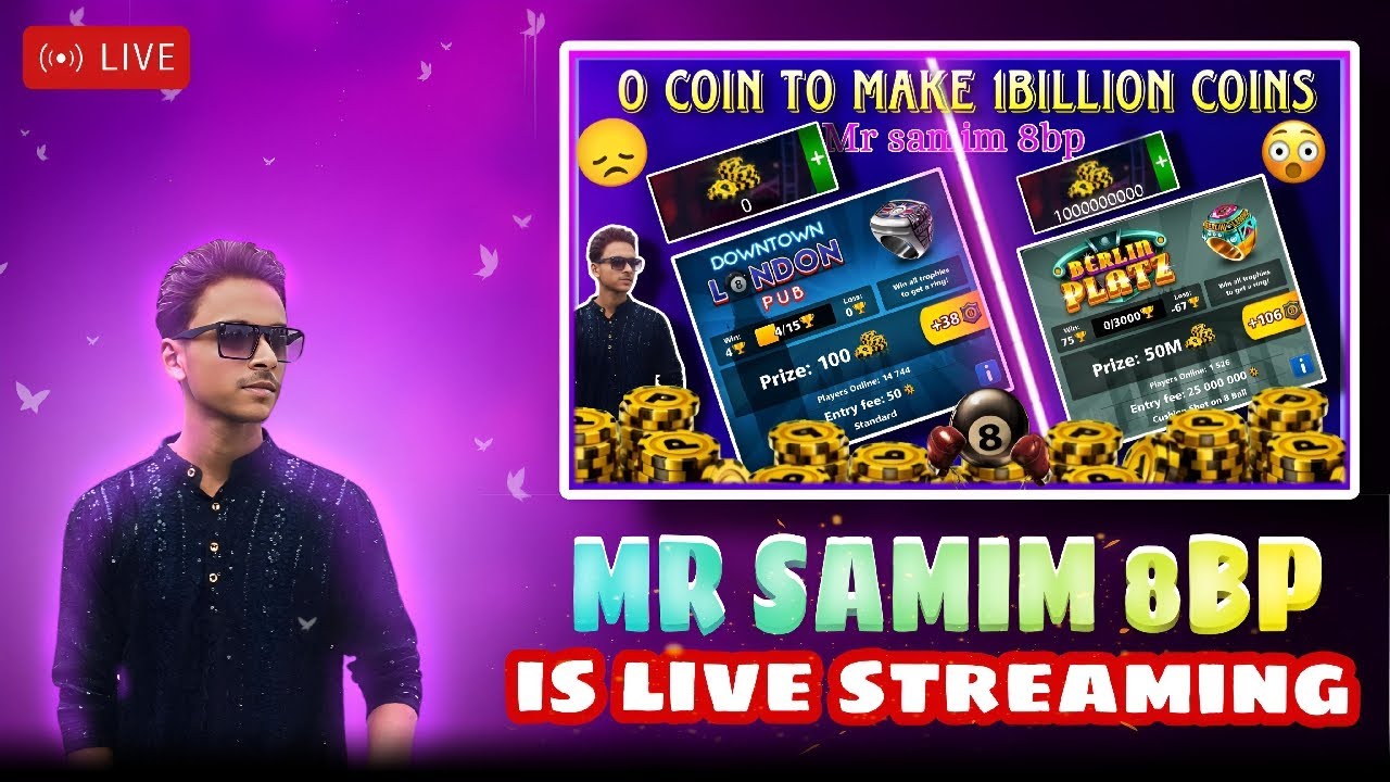 Mr samim 8bp is live streaming 8 boll pool 0 coin to make 1b coin 😱1cr ...