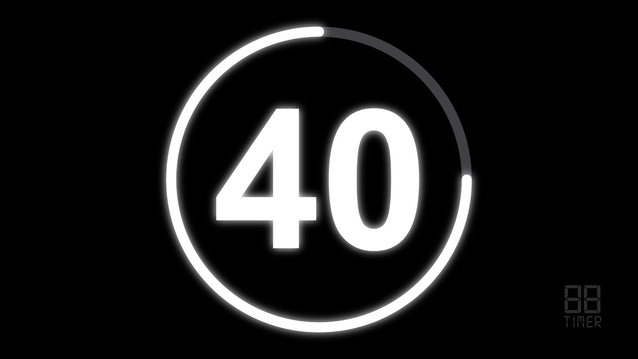 40 Second Countdown Timer with clock Ticking sound & Finish alarm beep ...
