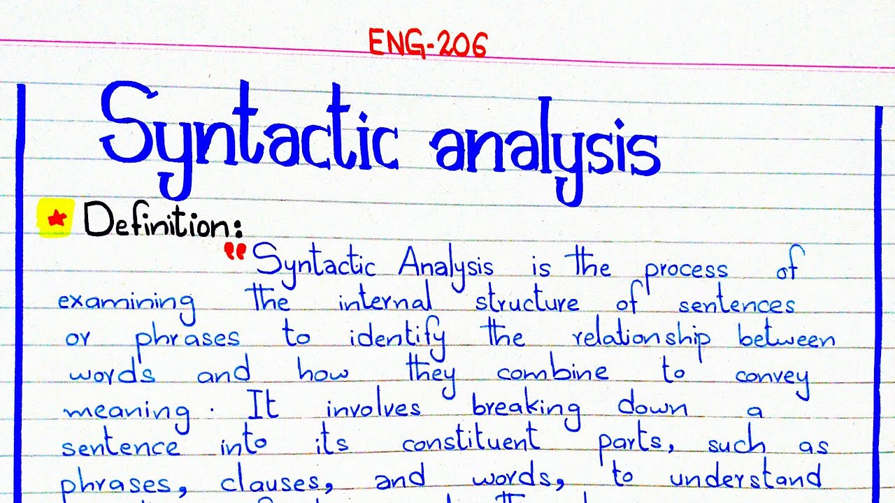 Syntactic analysis #ENG-206 #4thsememster #pu - YouTube