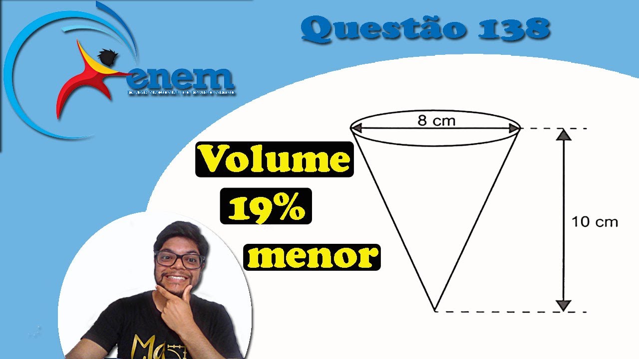 🔥Prova do Enem 2022 Questão 138 | Como calcular o volume do cone e porcentagem, Gabarito do enem ...