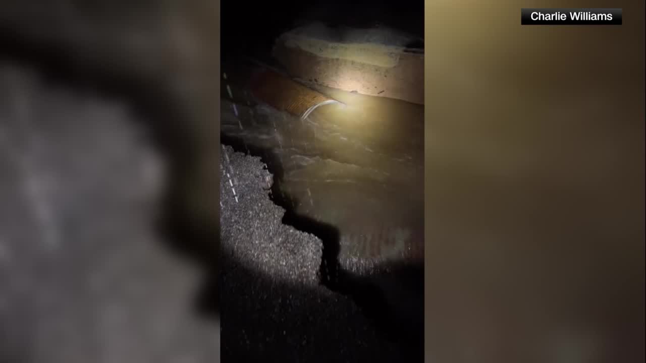 AFTERMATH: Heavy rainfall collapses road in Redding, California - YouTube