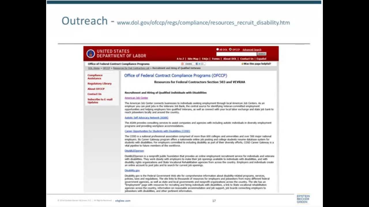 Federal Government Contractors and Subcontractors: OFCCP, VEVRAA, and ...