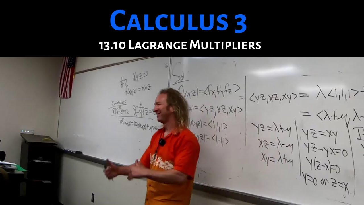 Calculus 3: Lecture 13.10 Lagrange Multipliers - YouTube