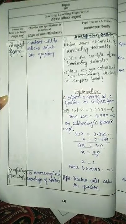 Number system lesson plan (b.ed) - YouTube