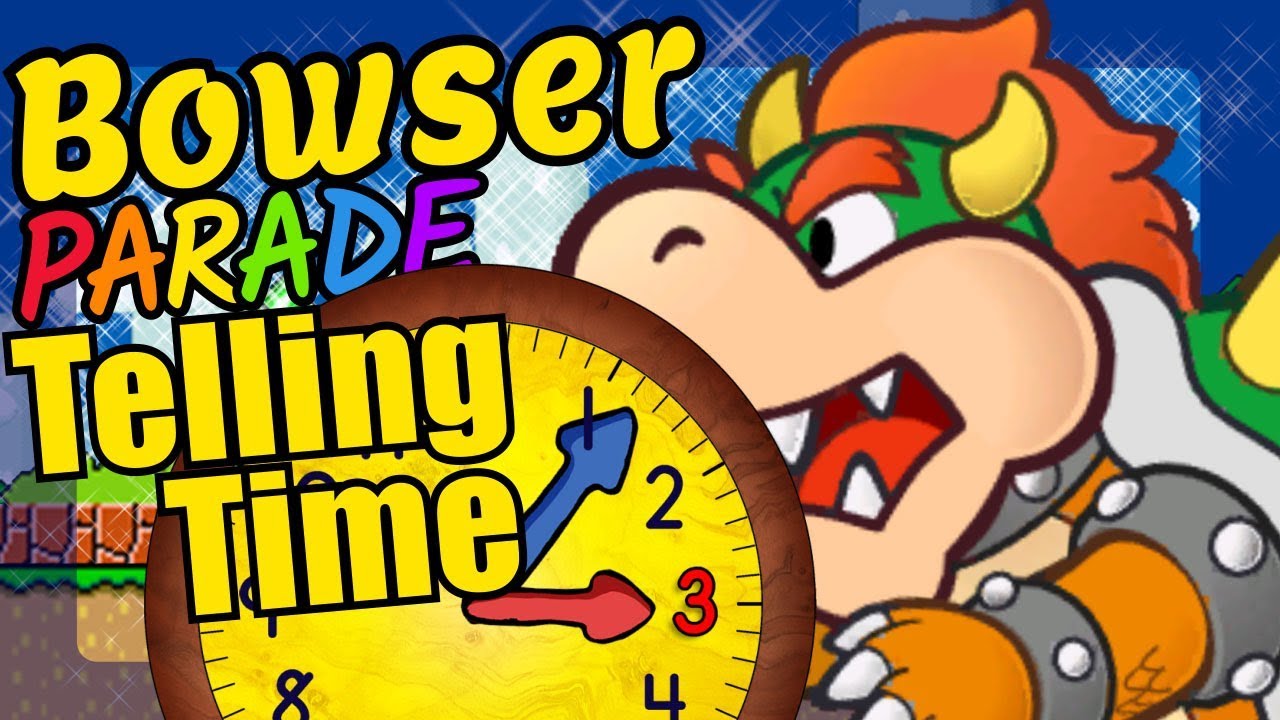 Super Mario Bowser Teaching How to Tell Time on a Clock Educational ...
