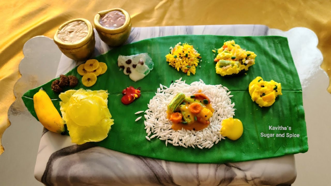 SADYA CAKE || സദ്യ കേക്ക് || All edible Onam special Sadhya Cake || How ...