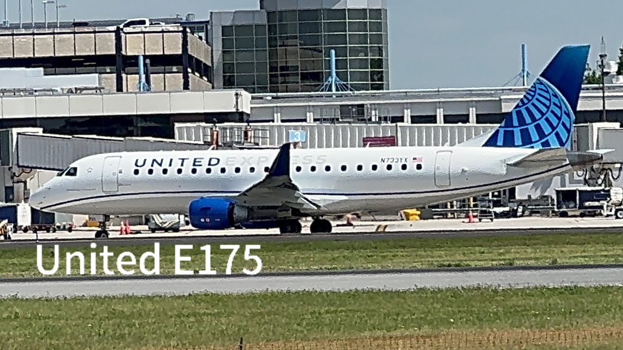 United Express Embraer E175 taking off at Portland Jetport PWM - YouTube