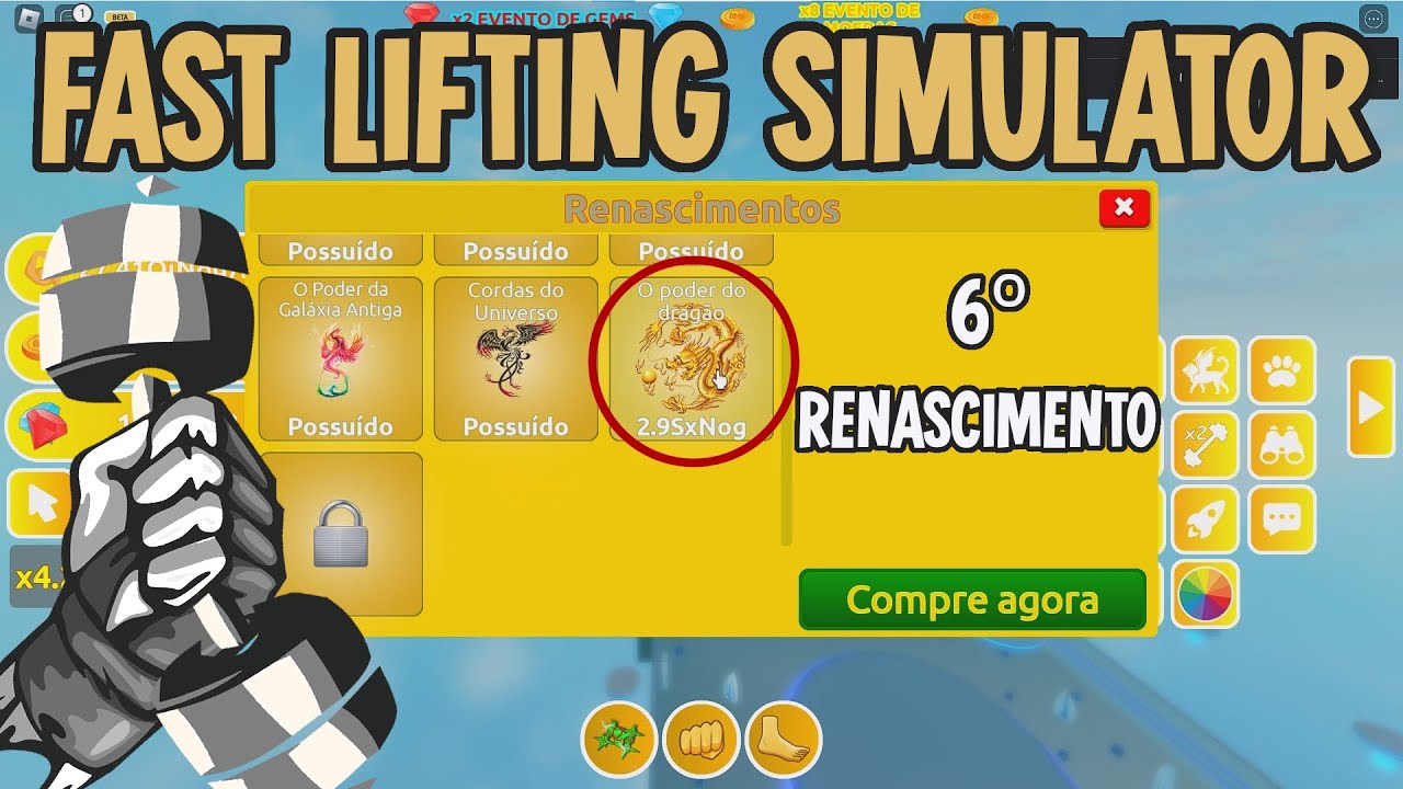 FAST LIFTING SIMULATOR "ROBLOX"- 6th REBIRTH (6º RENASCIMENTO) - Frango ...