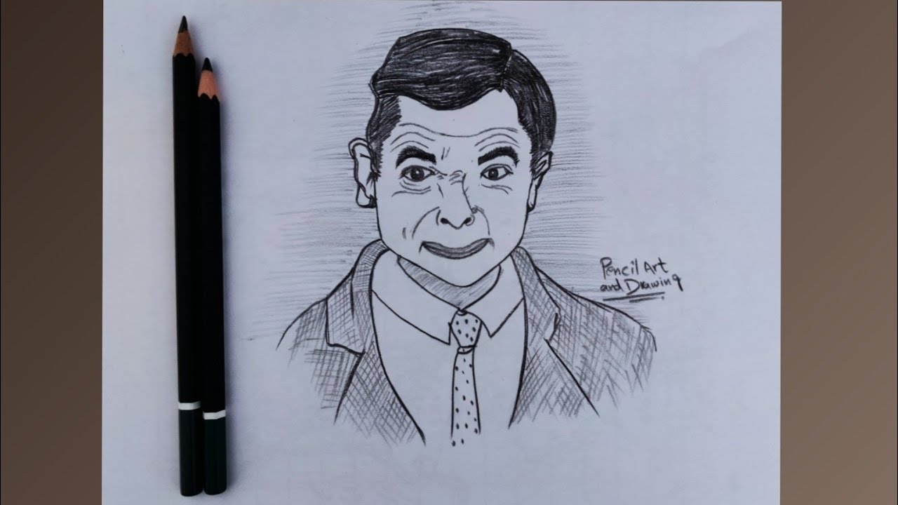 Drawing Mr Bean with Pencil | How to draw Realistic Sketch of Mr Bean ...