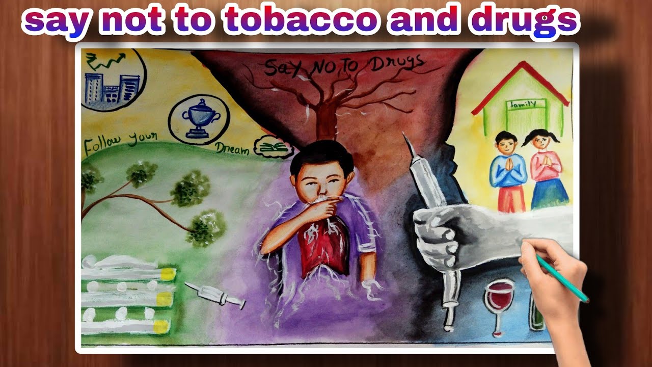 Say no to drugs, tobacco, alcohol drawing // anti drugs poster drawing ...