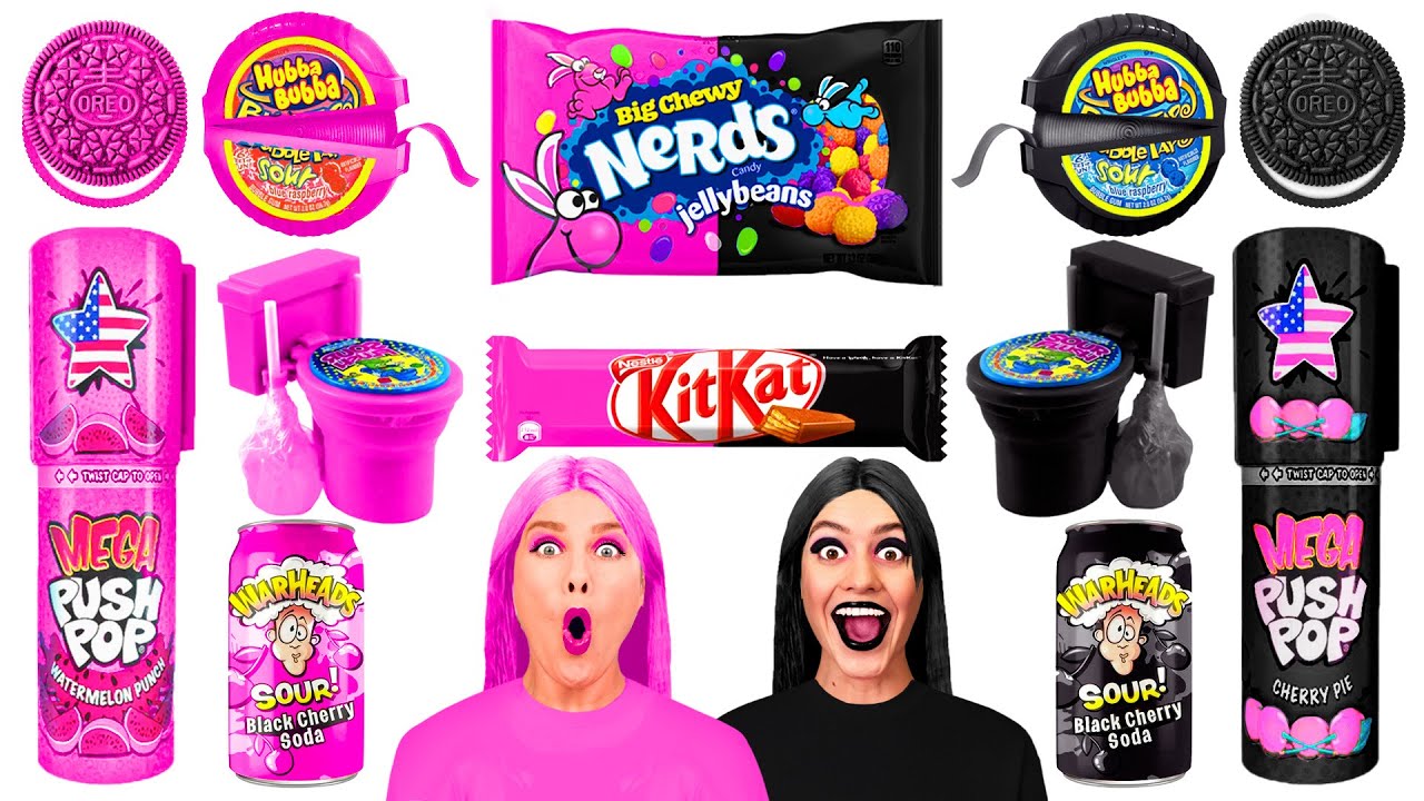 Tantangan Makanan Pink vs Hitam | Situasi Makanan Lucu DaZaZa Challenge ...