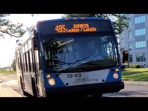 🚍 STM bus ride on the 495 route: Express Lachine / Lasalle going east ...