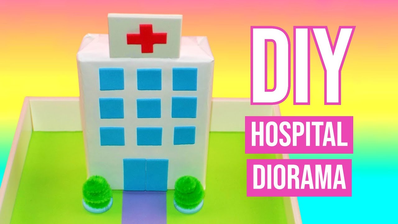 DIY Hospital Diorama 🏥 Easy Science Project Miniature Building Model ...