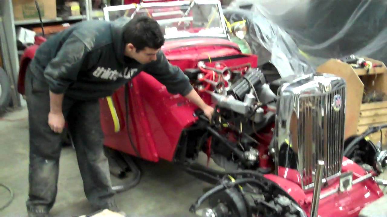 1949 MG TC Starting newly rebuilt engine - YouTube