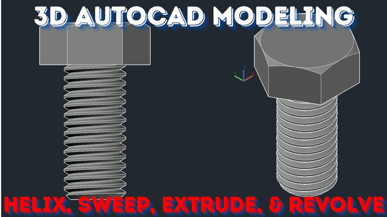 Complete 3D AutoCAD Video ft. Helix, Revolve, Extrude, and Sweep #autocad #inventor #autodesk ...
