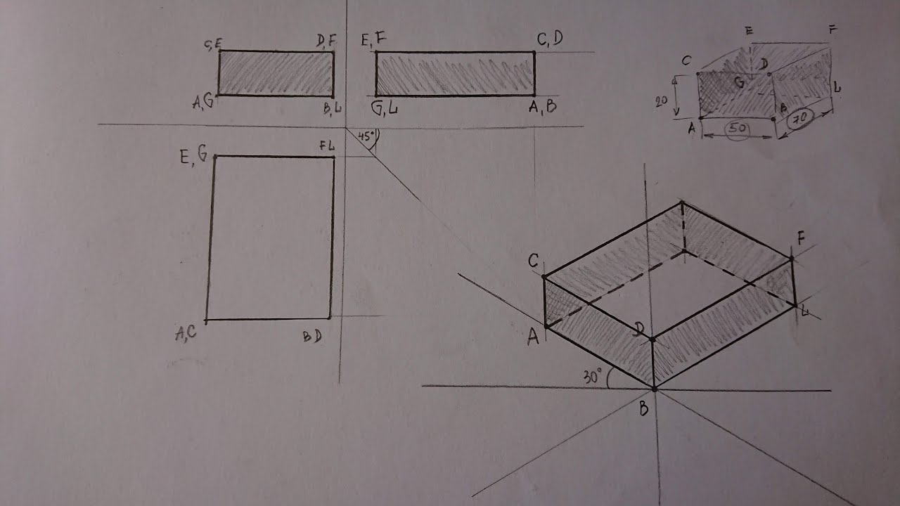 How to Draw a parallelepiped. Projections. Axonometry. - YouTube
