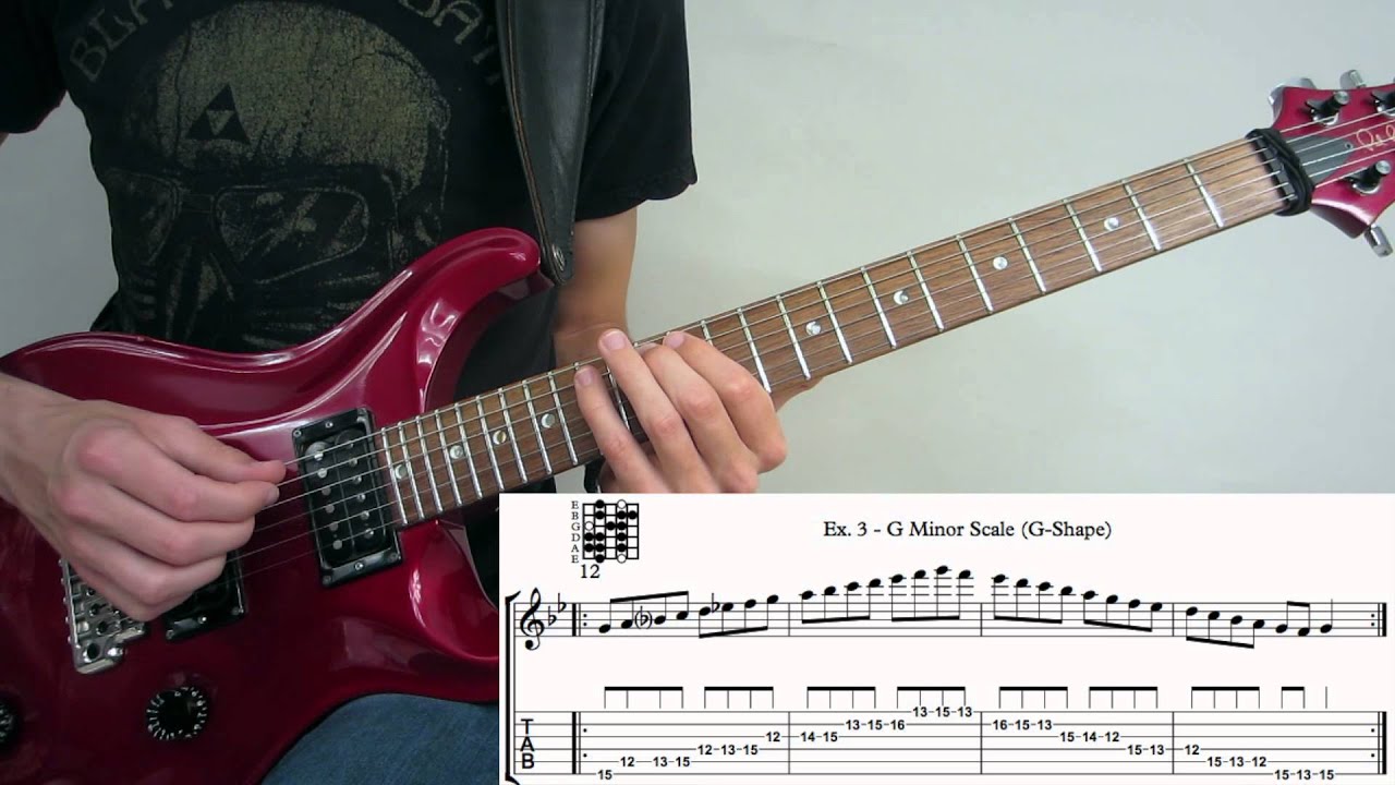 Minor Scale Guitar Lesson - (CAGED) How to Play the Minor Scale Up the ...
