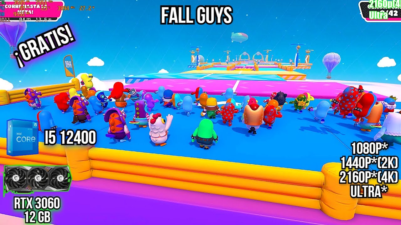Fall Guys-RTX 3060 de 12 GB + i5 12400 : 2160p(4K),1440p(2K),1080p ...