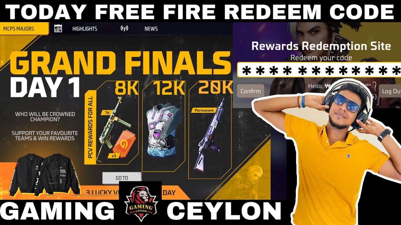 Today Redeemed Code | Grand Finals | Day 1 | Tamil | Gaming Ceylon 🔥🔥🔥 - YouTube