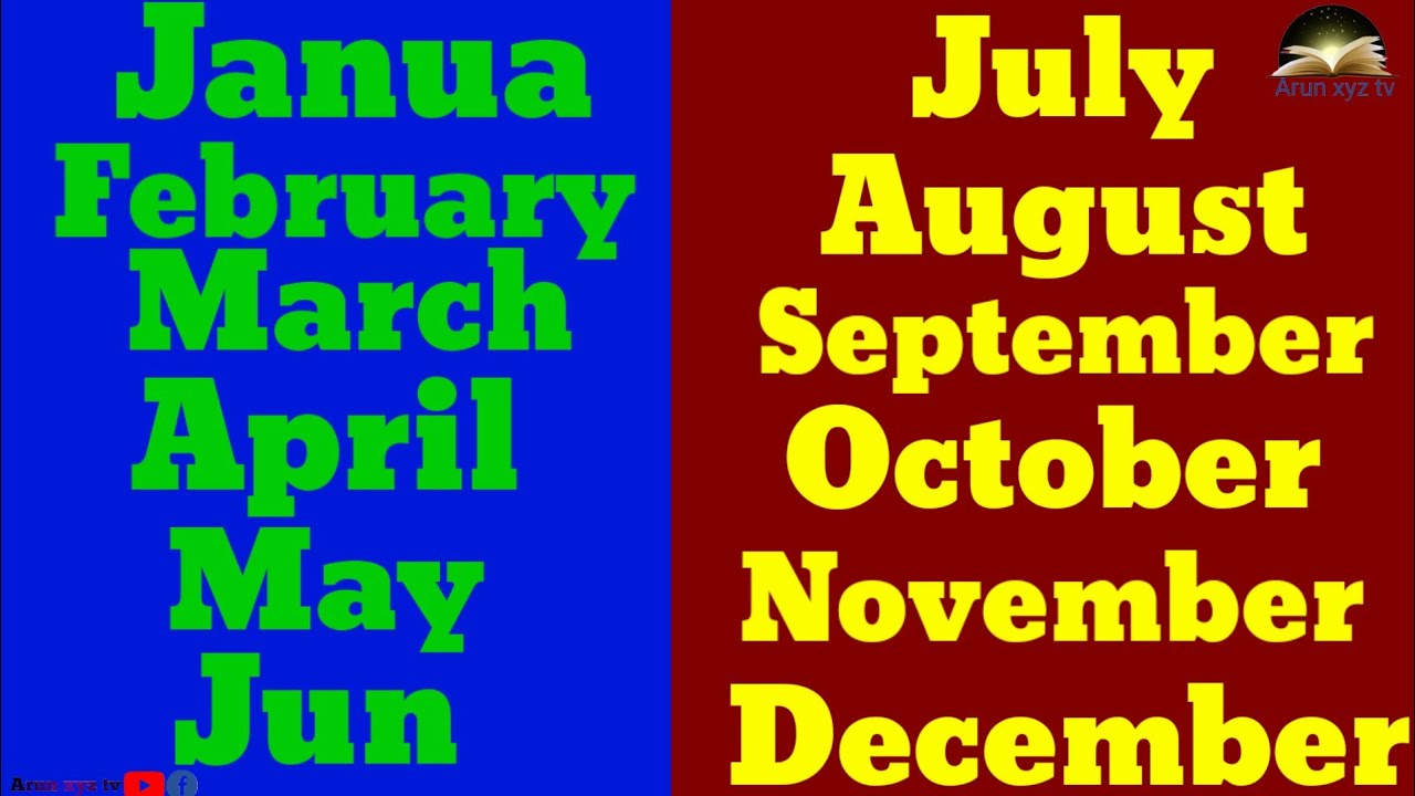 Months name | January february english mein | 12 months of the year ...
