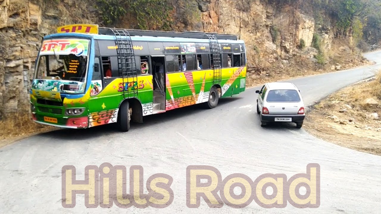 Private Bus & Car & Tractor Crossing On Hairpin Bend Hills Road Bargur ...