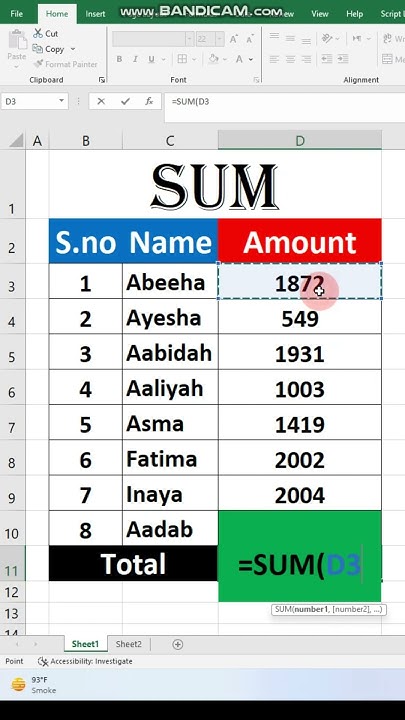 How to use the SUM function in Microsoft Excel - YouTube