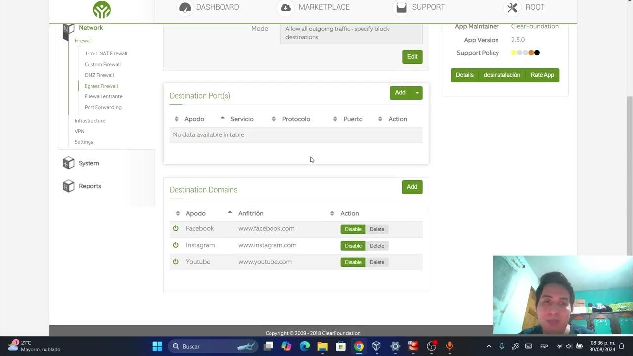 Explicación Configuración de Firewall por Medio de una VPN con ClearOS ...