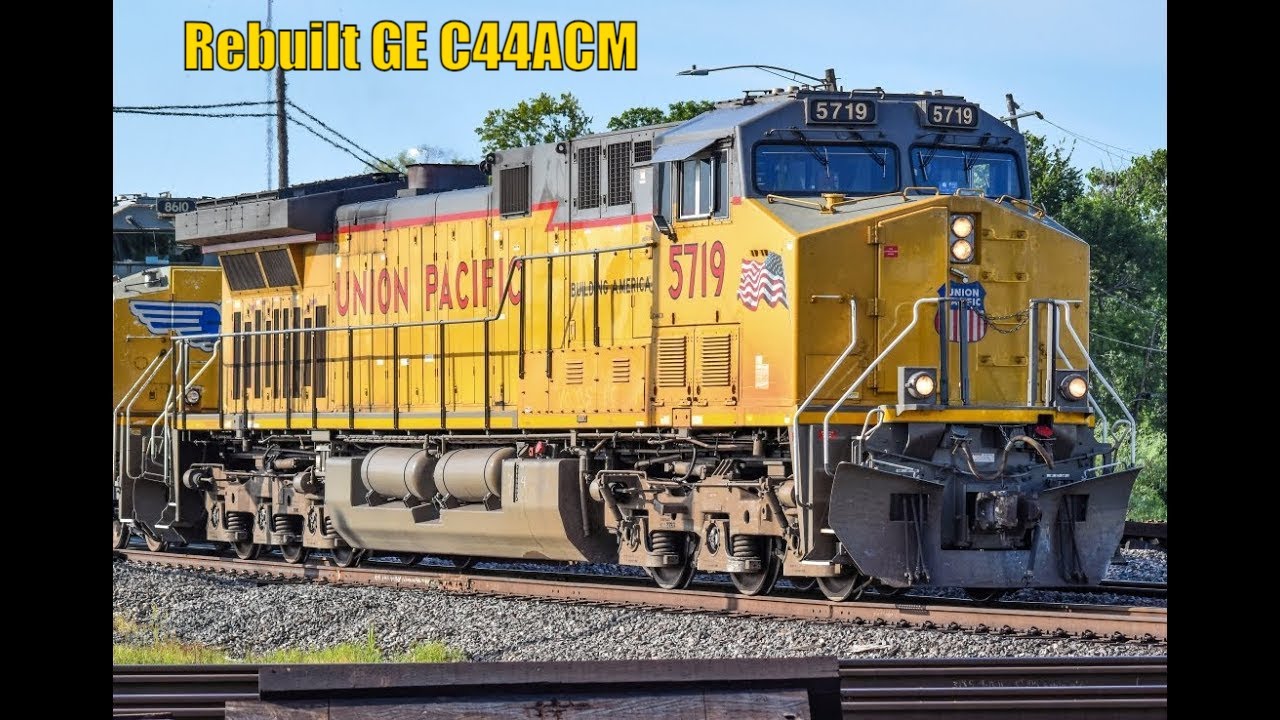 Rebuilt, Repainted UP GE C44ACM Leads a Mixed Freight train (Tower 26 ...