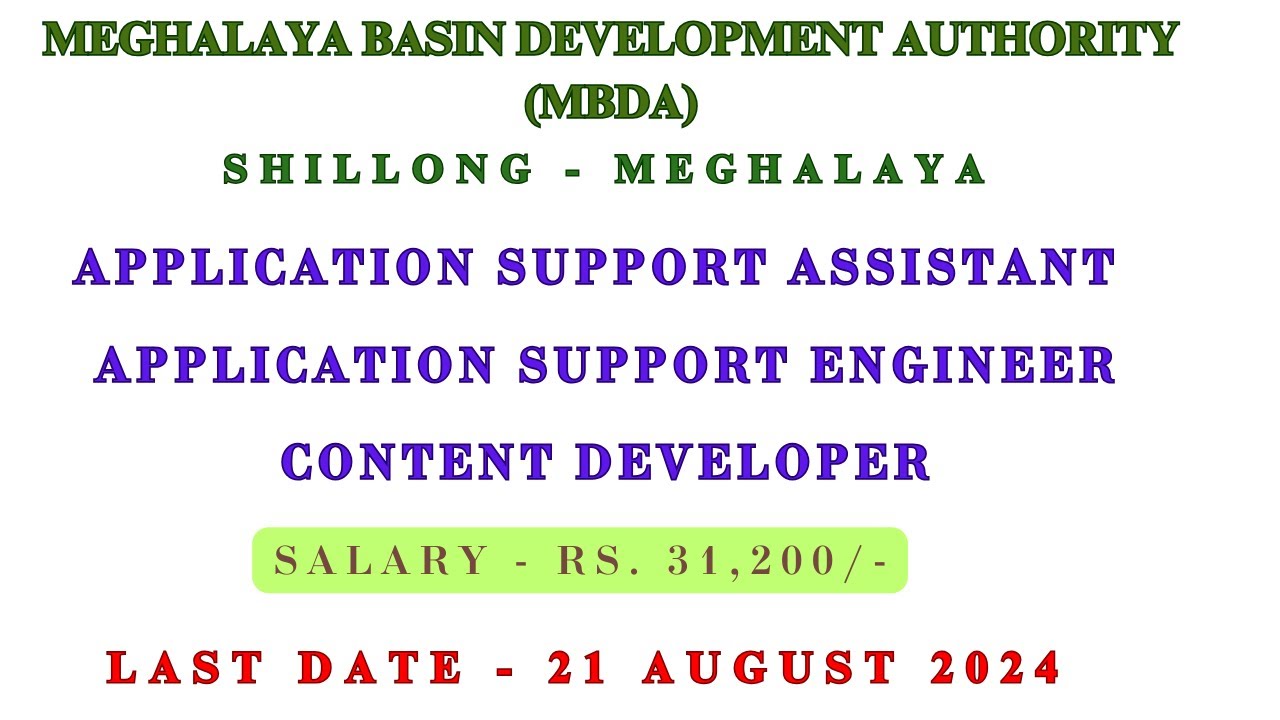 MEGHALAYA MBDA JOBS | MBDA RECRUITMENT 2024 | APPLICATION SUPPORT ...