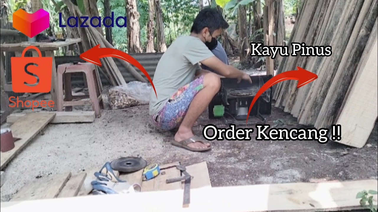 PAPAN PINUS BERGETAH‼️Circularsaw gerinda mengerjakan kepingan kayu ...