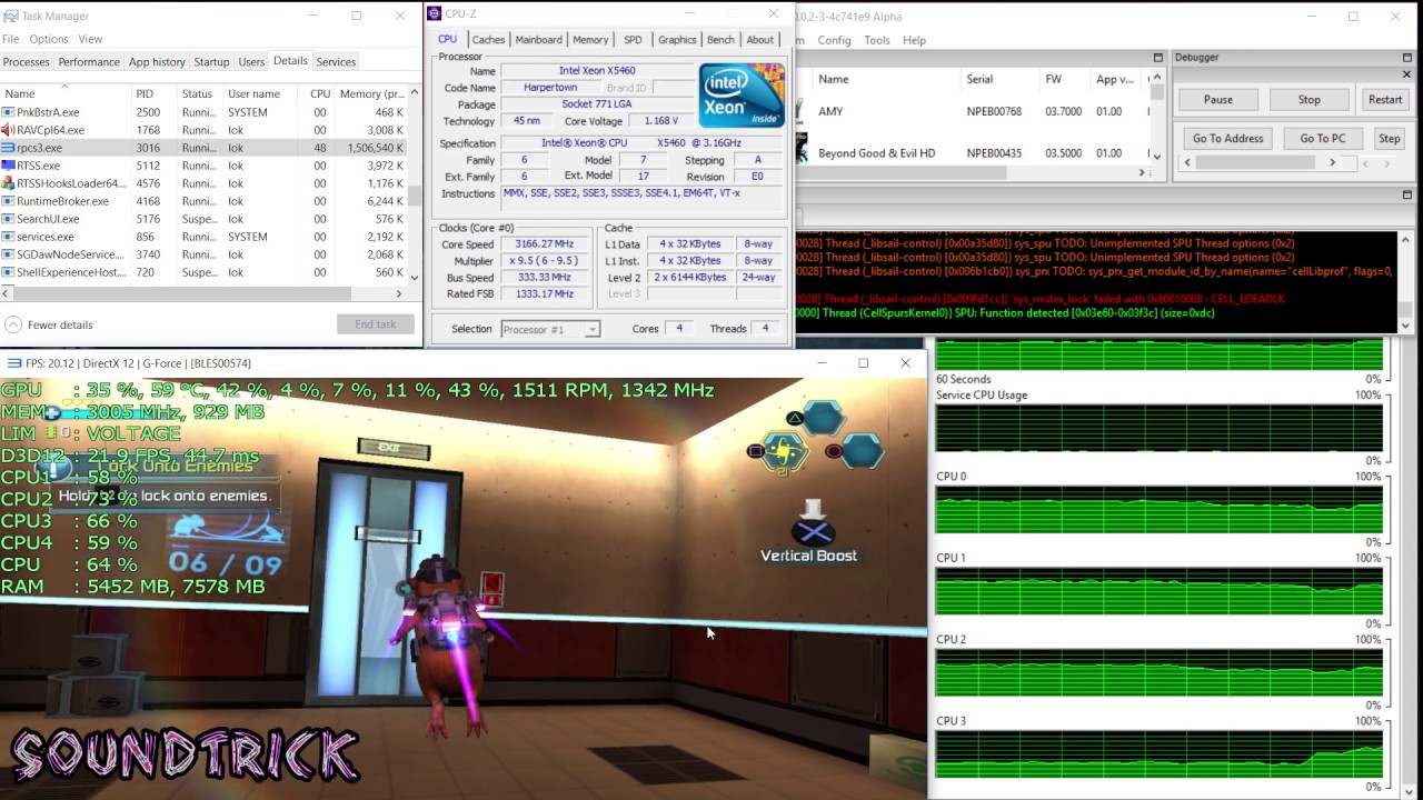 RPCS3 CPU / MULTI CORE USAGE [ G-FORCE ] REAL PS3 EMULATOR DEMOSTRATION ...