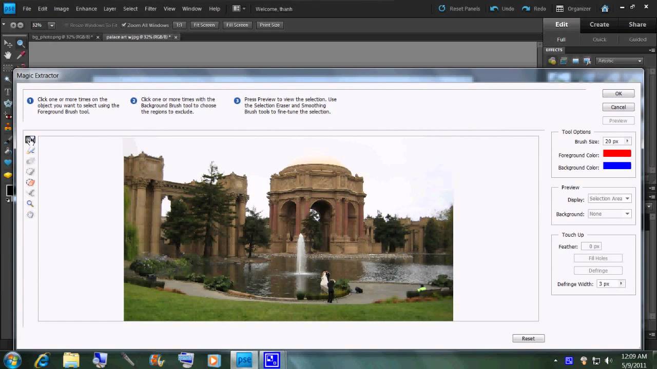 photoshop elements 9 changed background blue sky - YouTube