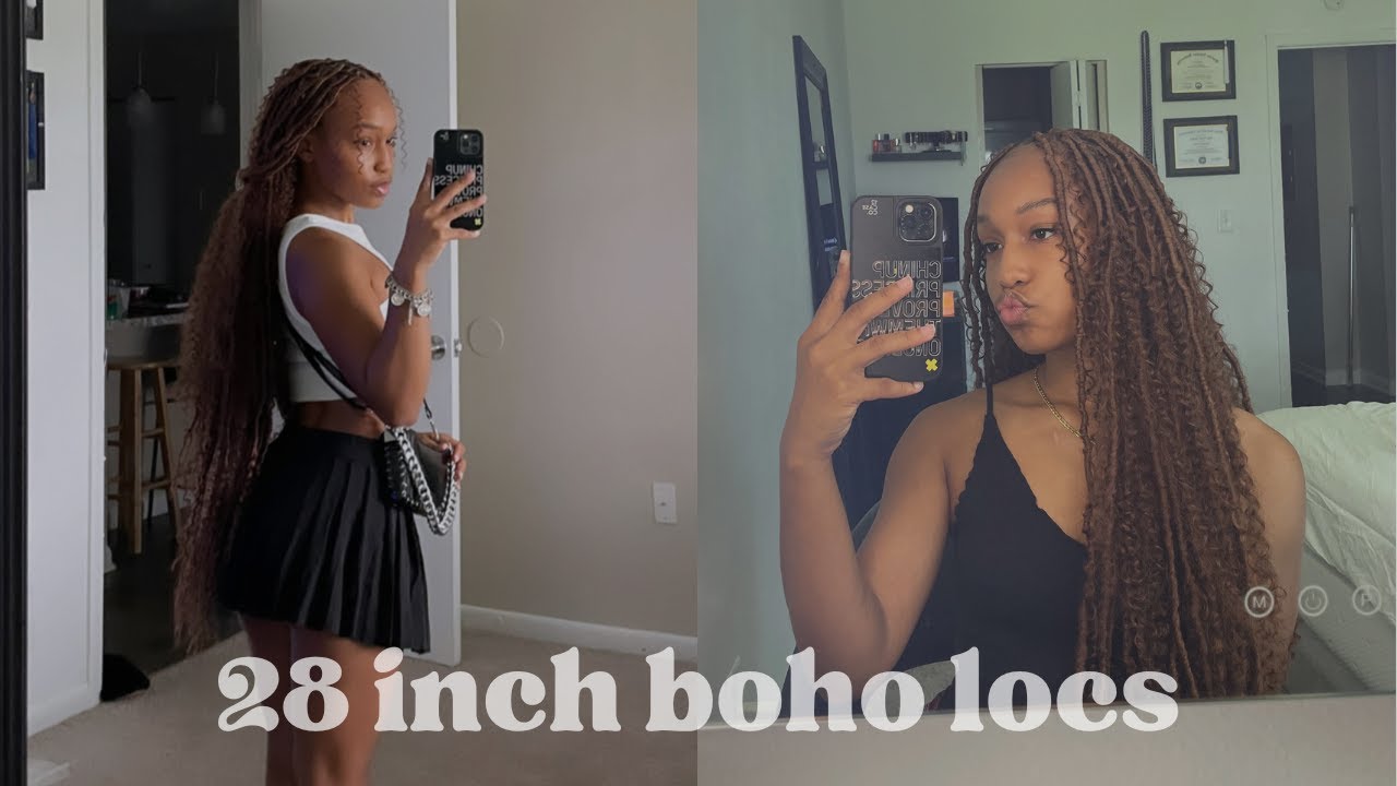28 inch boho locs | do my hair with me! - YouTube