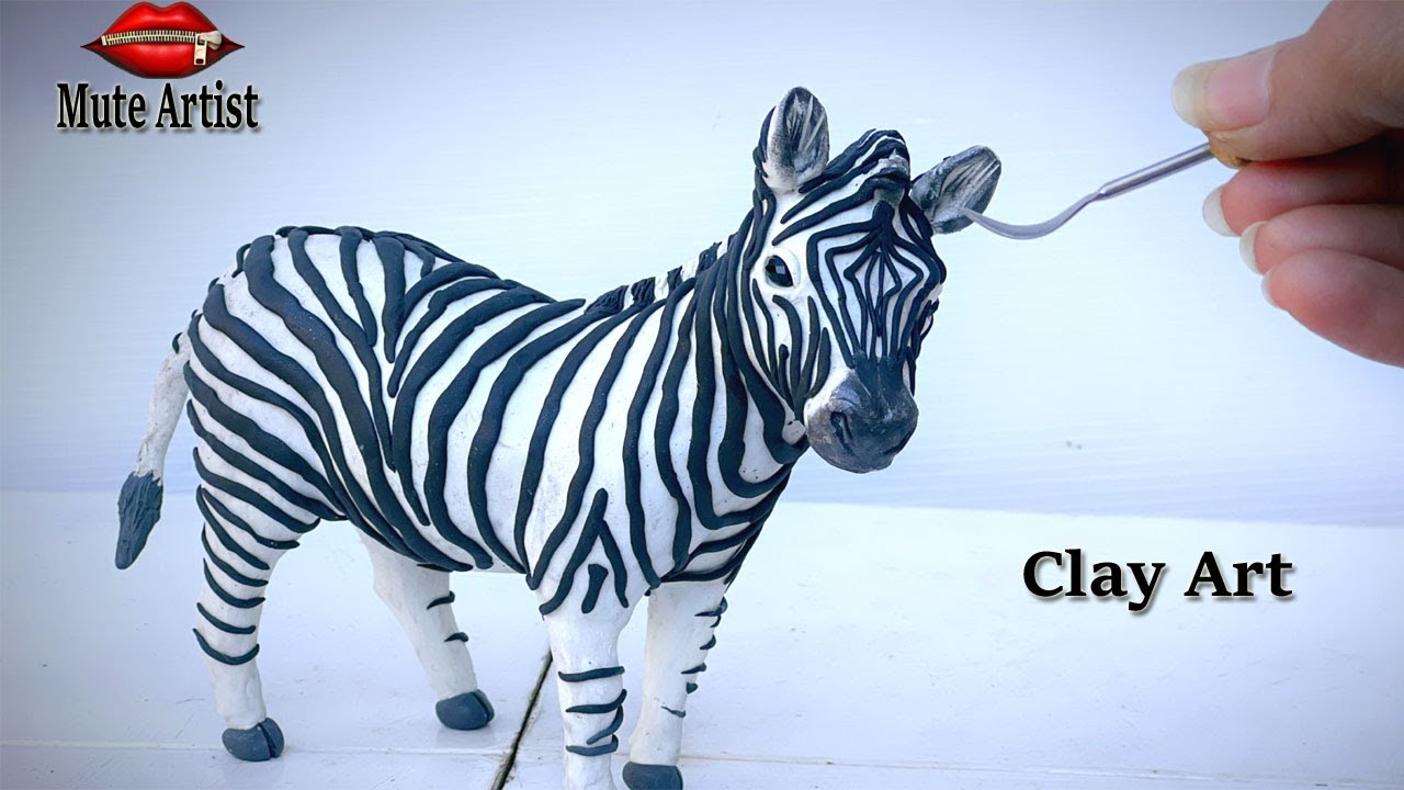 How to make zebra with clay | Polymer clay zebra making | Easy clay ...
