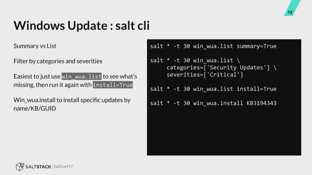 Windows Management and Security with SaltStack - SaltStack - SaltConf17 - YouTube