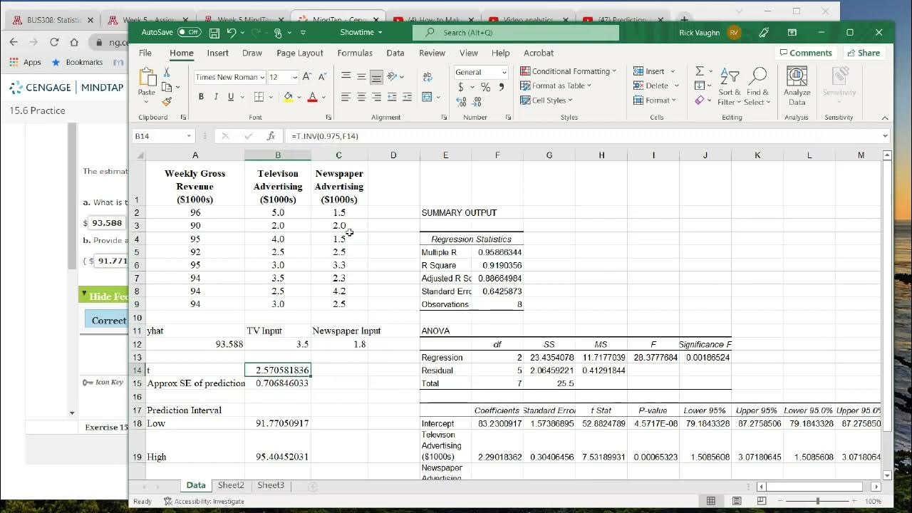 Multiple Regression Prediction Interval in Excel - YouTube