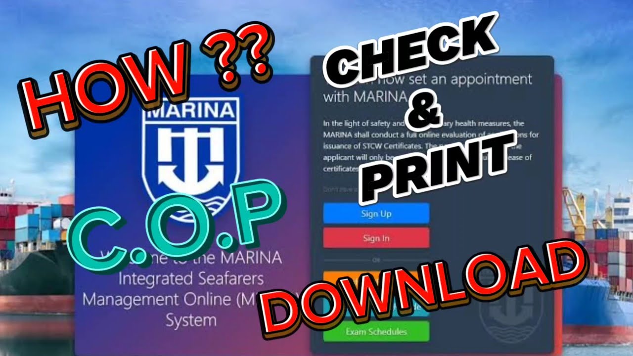 MARINA COP ONLINE APPLICATION / CHECK AND PRINT DOWNLOAD CERTIFICATE ...