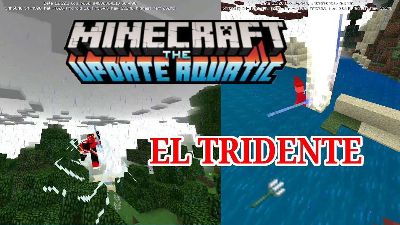 COMO USAR EL TRIDENTE Y SUS ENCANTAMIENTOS EN MINECRAFT PE 1.2.20.2 ...