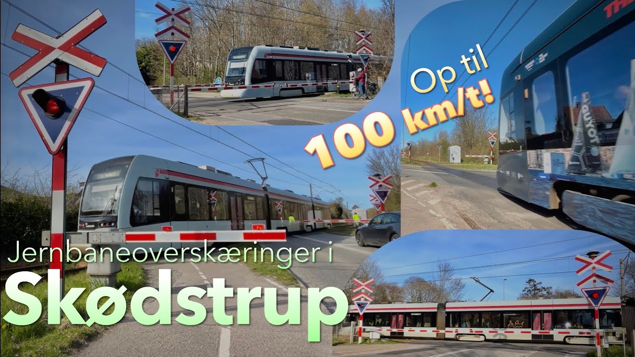 Jernbaneoverskæringer i Skødstrup | Danish Railroad Crossings - YouTube