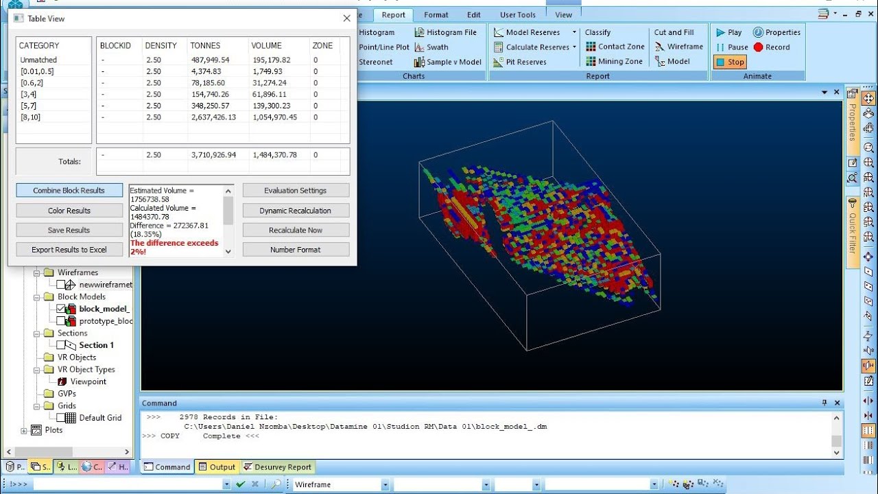 STUDIO RM : BLOC MODEL, ESTIMATION DES RESSOURCES (BLOCK MODEL CREATION ...