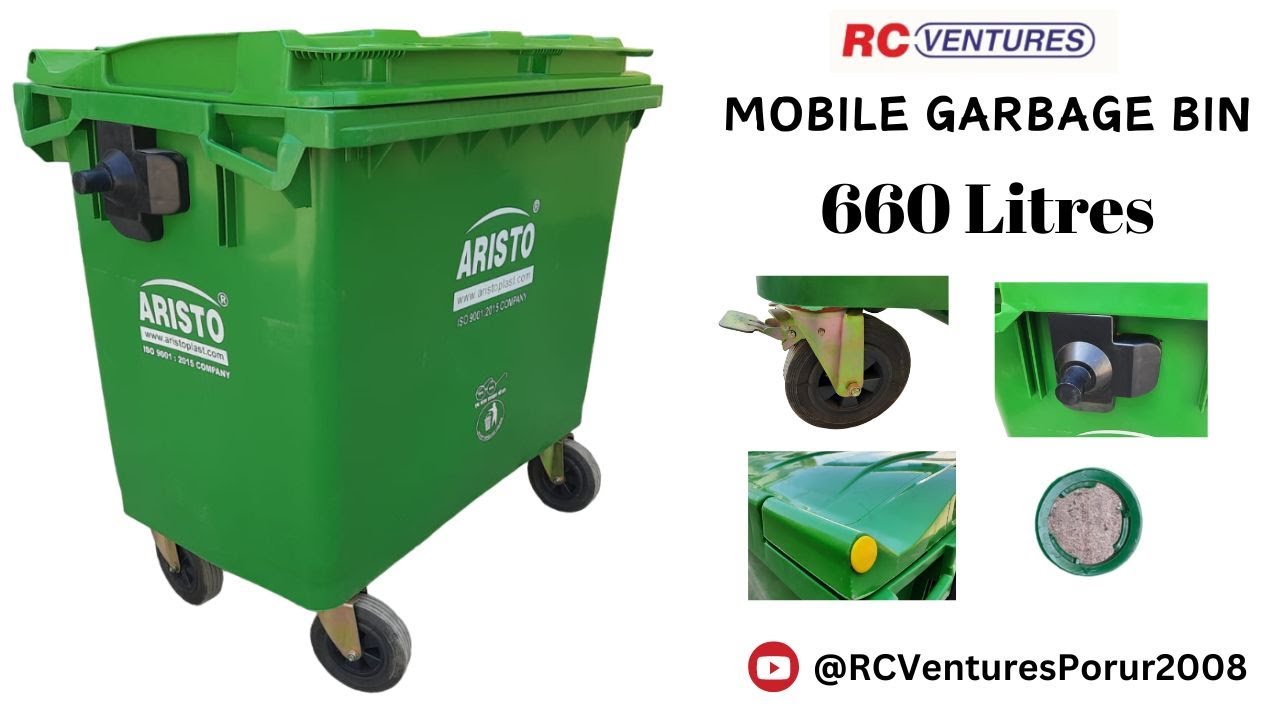 660 Litre Mobile Garbage bin | 660 L Plastic waste bin | mgb660l ...