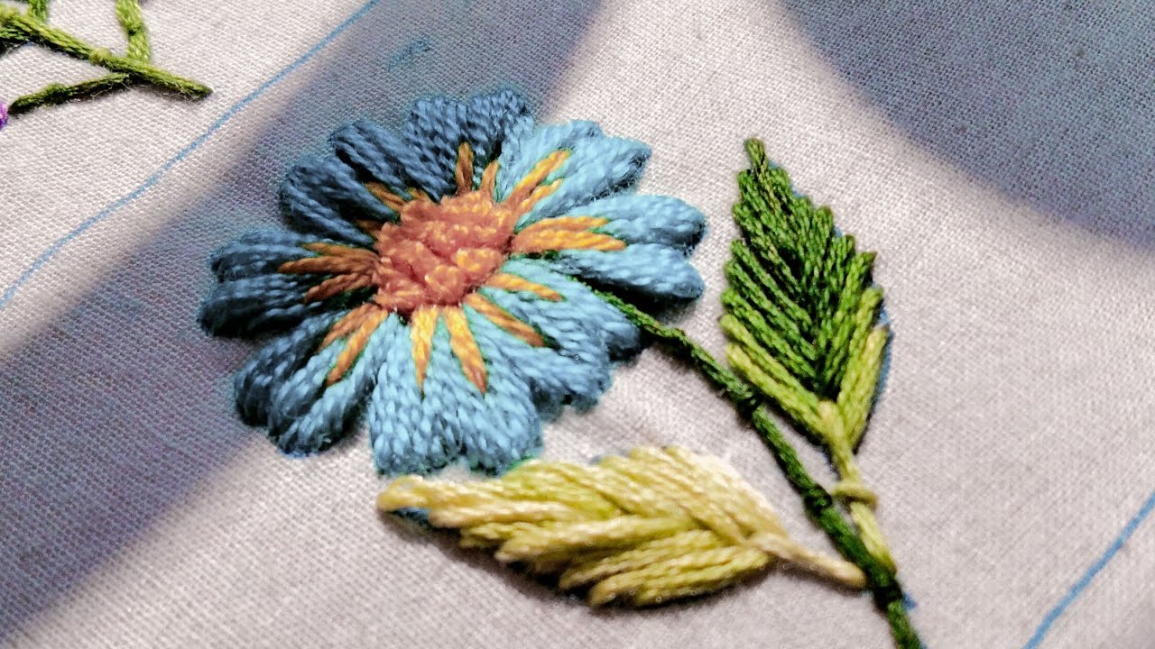 So Beautiful Hand Embroidery Flower Tutorial. Embroidery Easy Flower stitch. - YouTube