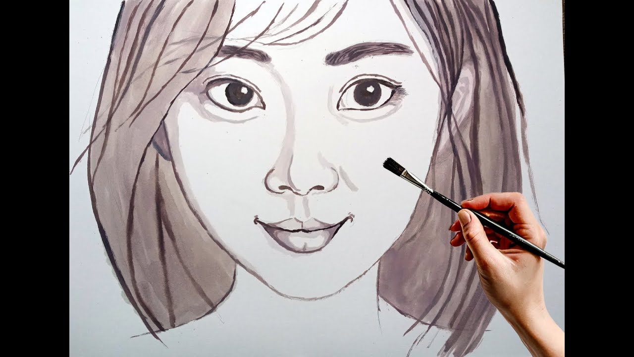 Easy Painting study / a Portrait of Pretty Woman - YouTube