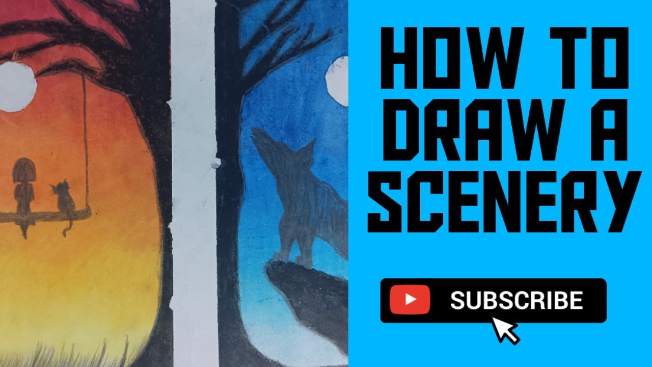 how to draw a scenary - YouTube