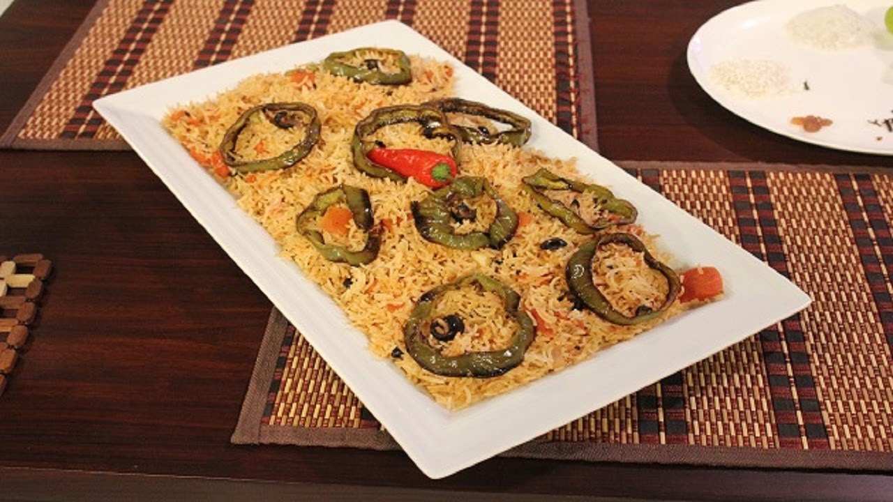 Olive Fried Rice with Roasted Capsicum Recipe | How to Make Olive Fried ...