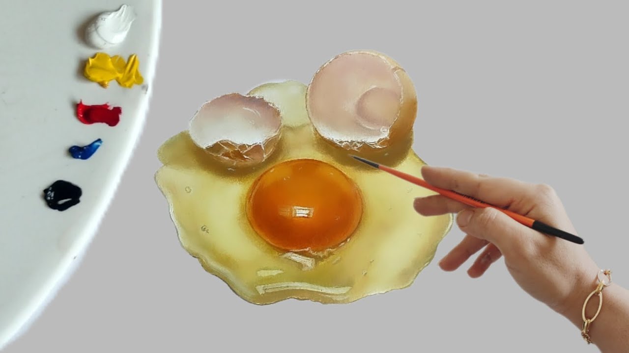 3D Drawing tutorial / How to Draw and Paint Realistic Egg - YouTube