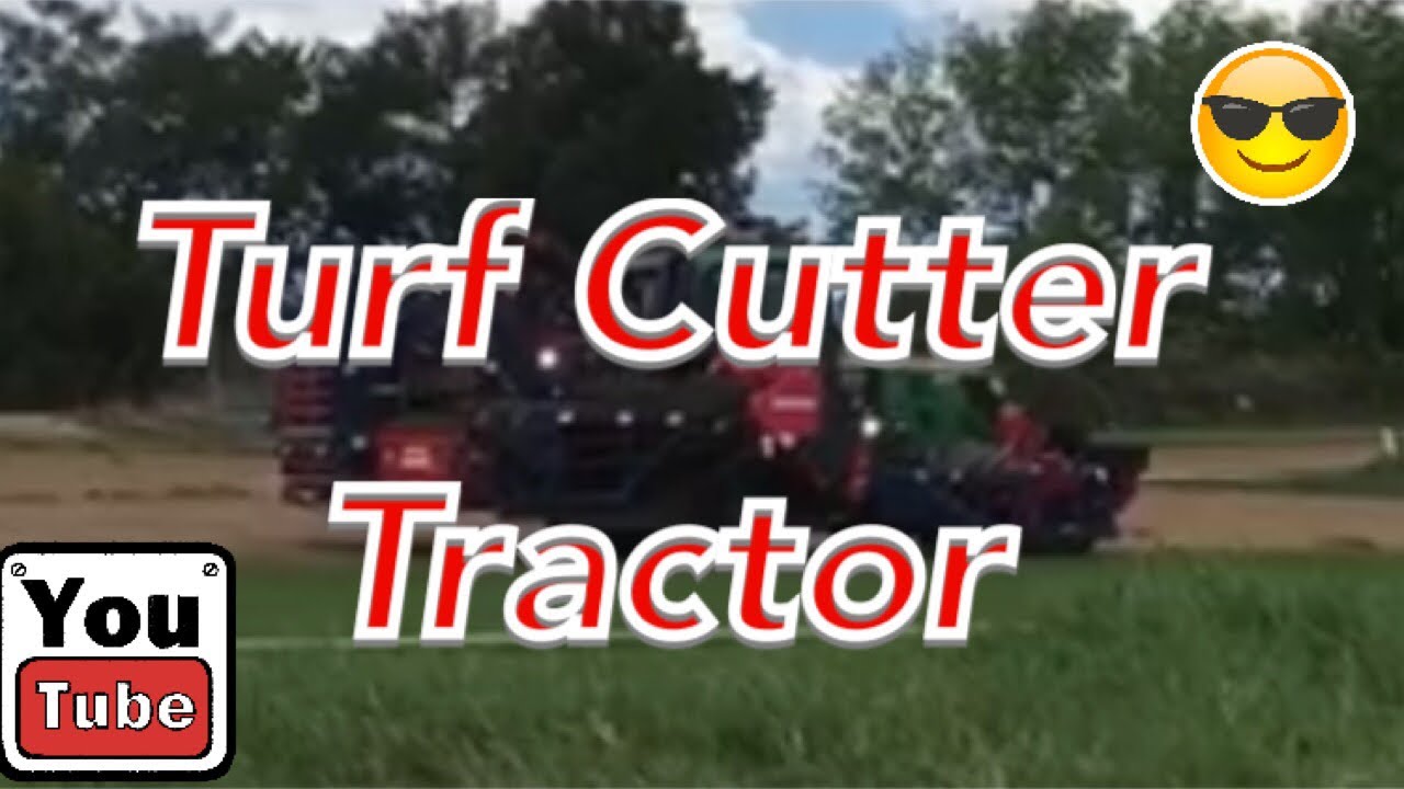 Grass Cutting and Stacking Rolls of Grass Sod Turf Farm Tractor - YouTube